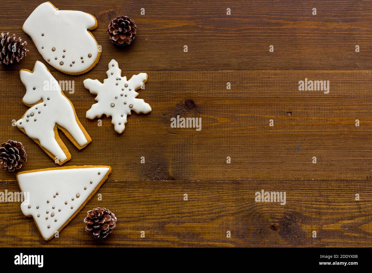 Christmas winter dessert - icing gingerbread cookies, top view Stock ...