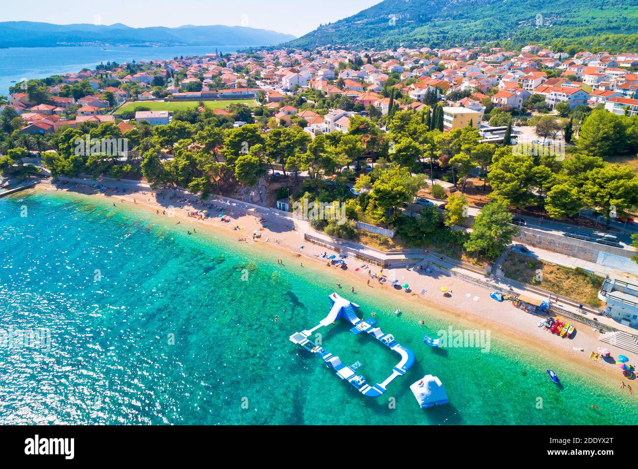 Orebic. Beach in Town of Orebic on Peljesac peninsula aerial view ...