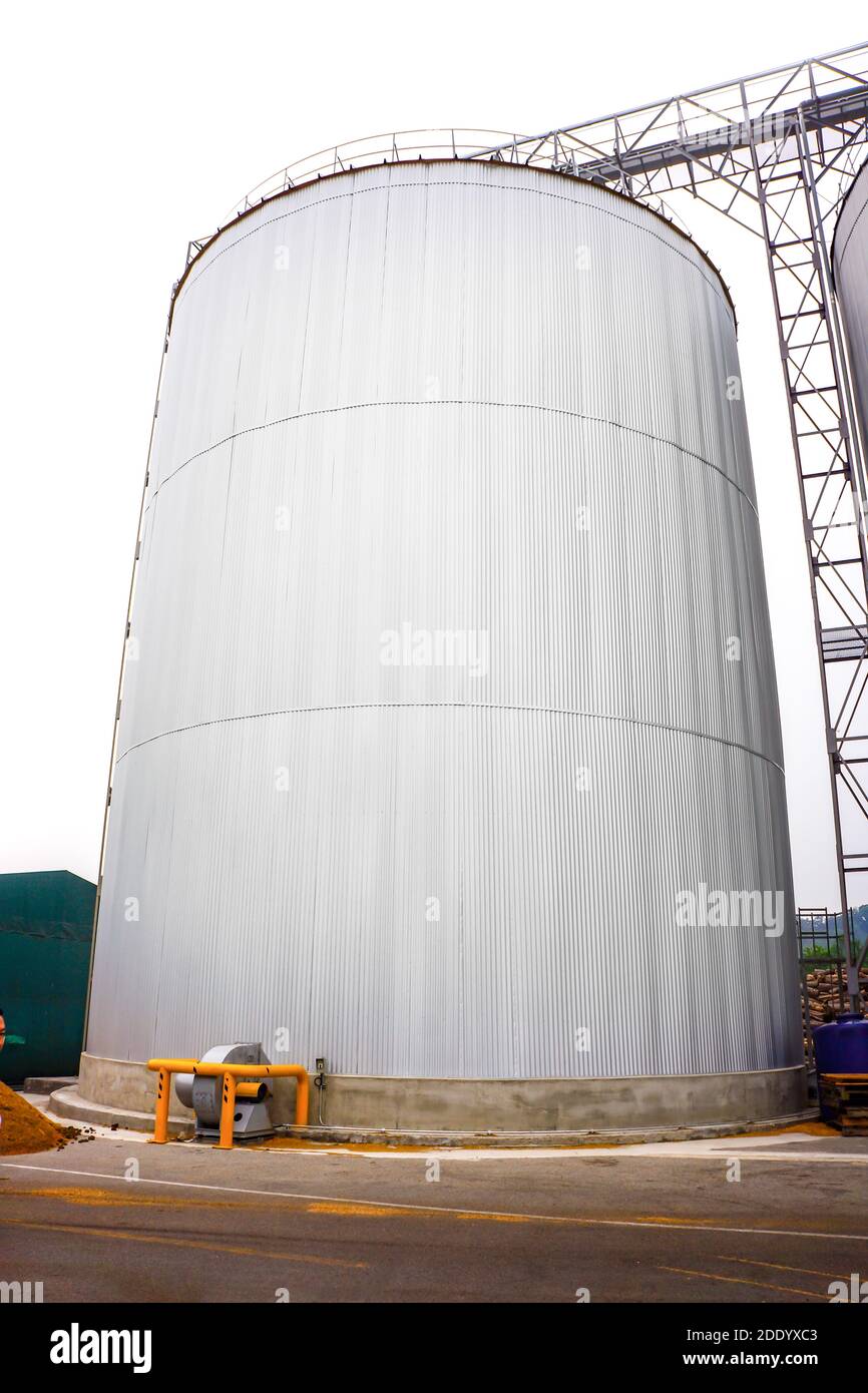 Silo Metal Sheet container settles on the ground with white background ...