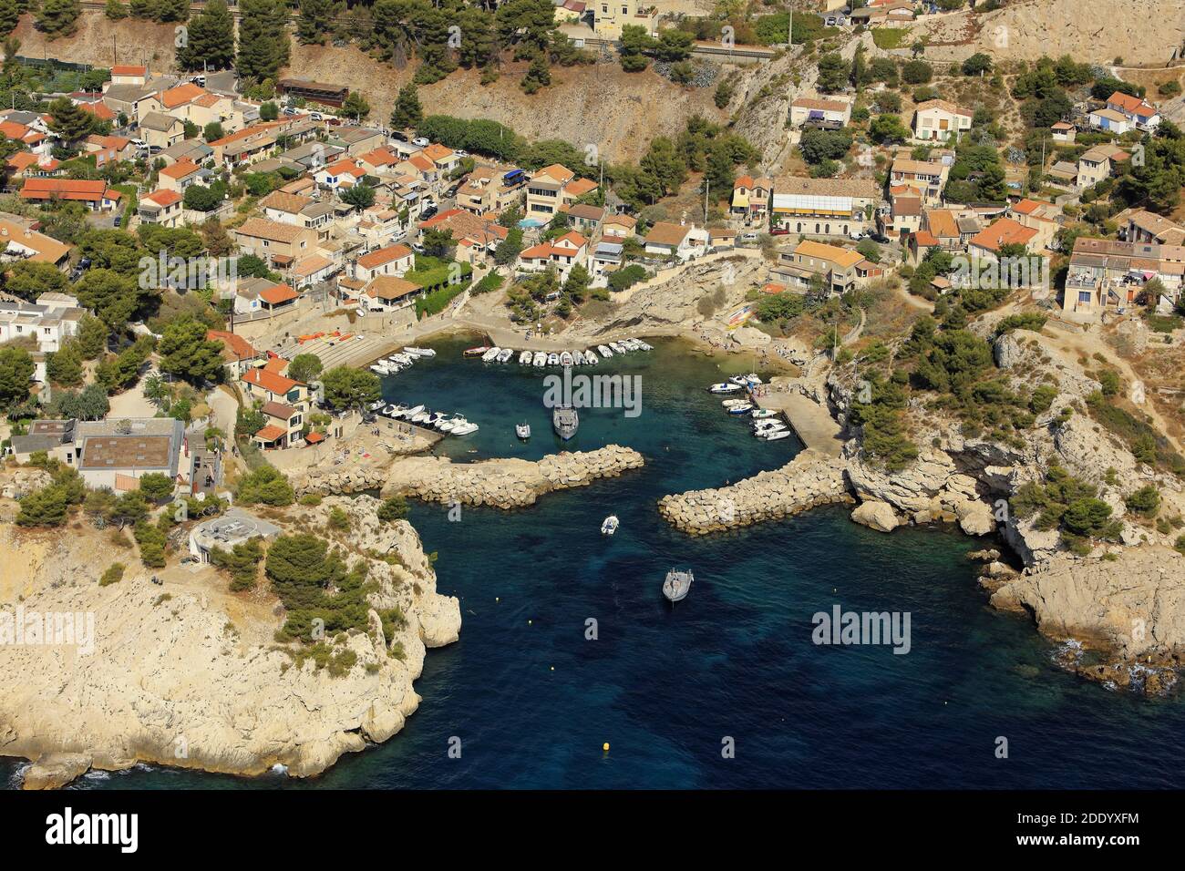 Le Rove (south-eastern France): aerial view of the rocky inlet ...