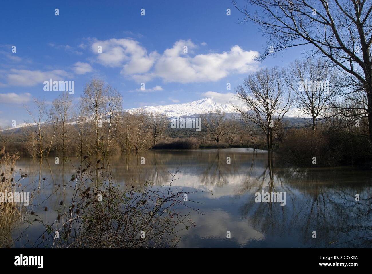 Etna view from lake Gurrida, Sicily Stock Photo - Alamy