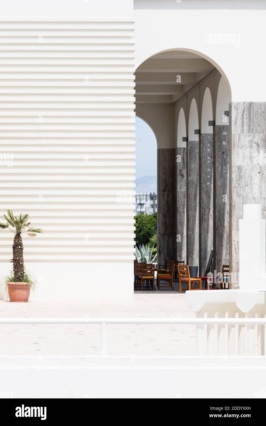 Side view of a Rationalist Style portico arcade, Principe di Piemonte ...