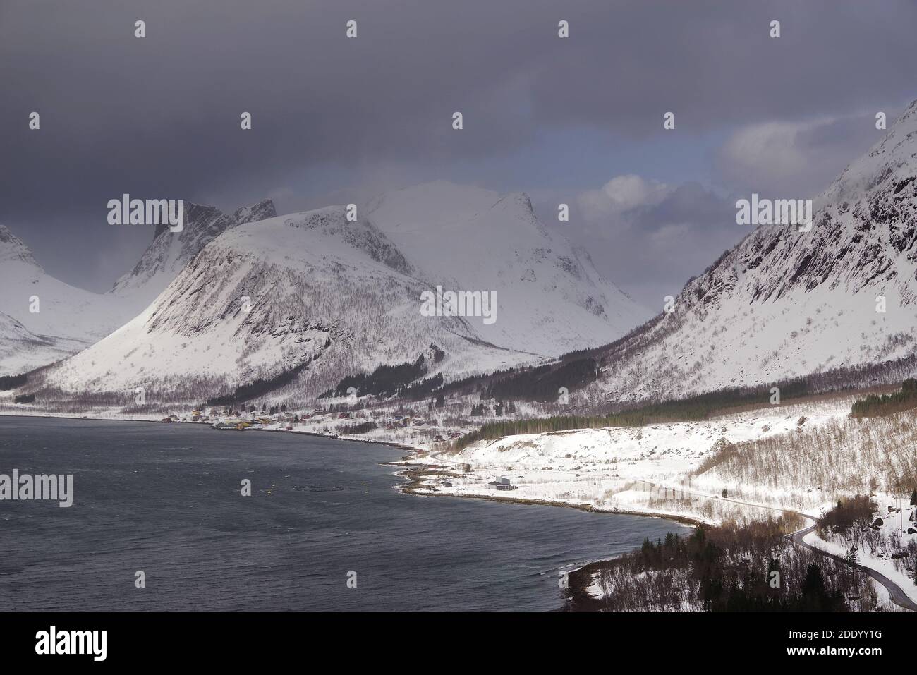 Winter landscape of breathtaking fjords scenery of Senja island in ...