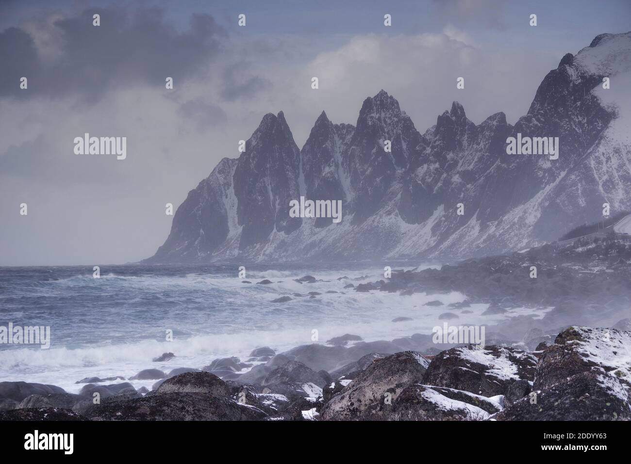 Winter landscape of breathtaking fjords scenery of Senja island in ...