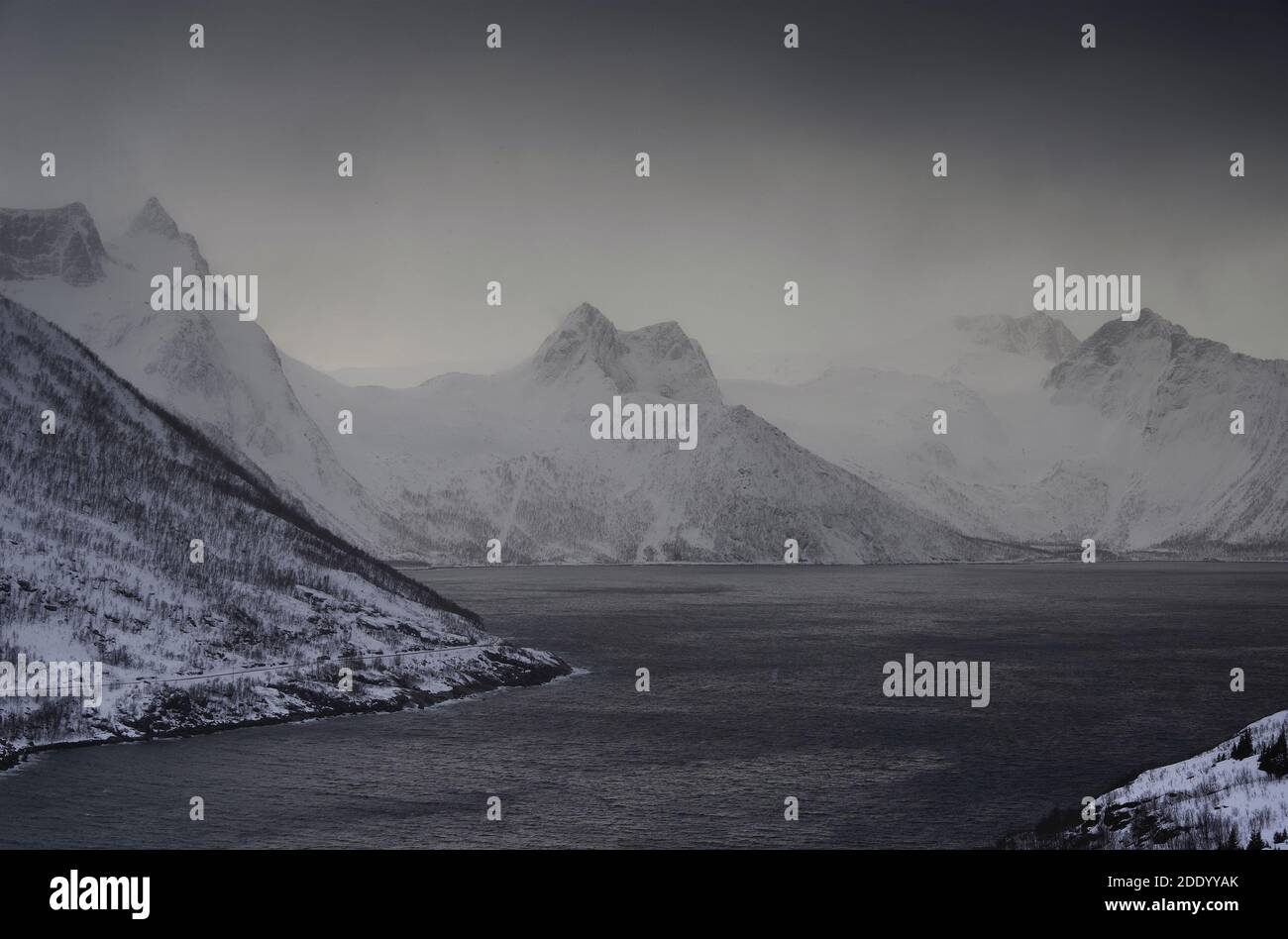 Winter landscape of breathtaking fjords scenery of Senja island in ...