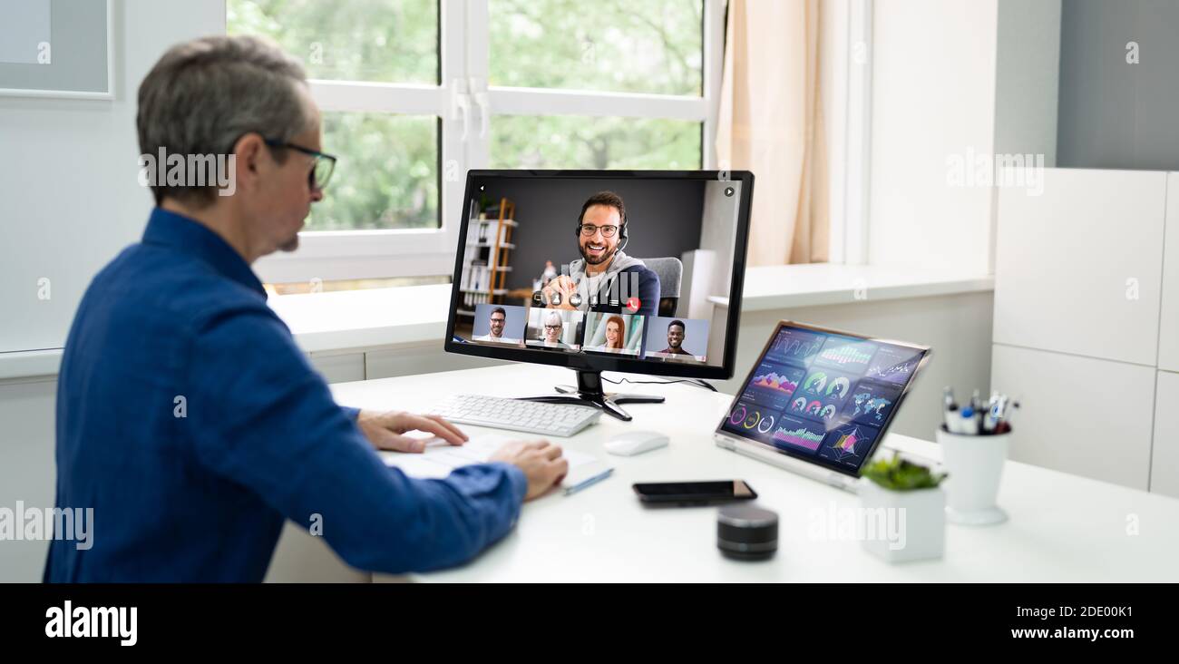Online Video Conference Webinar Meeting Telework Banner Stock Photo - Alamy