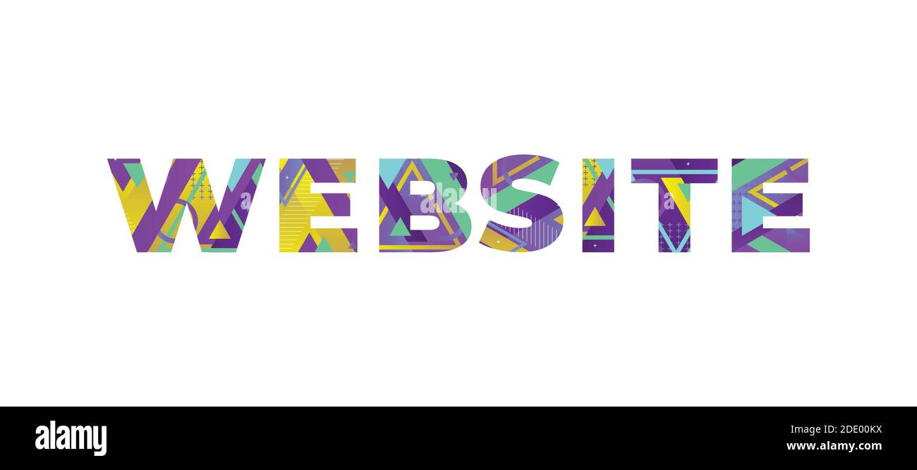 The word WEBSITE concept written in colorful retro shapes and colors ...