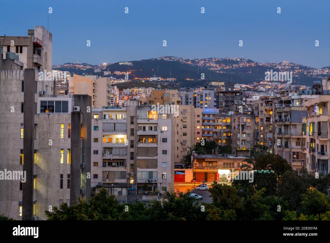 Night view of buildings in Beirut of Lebanon with background of ...