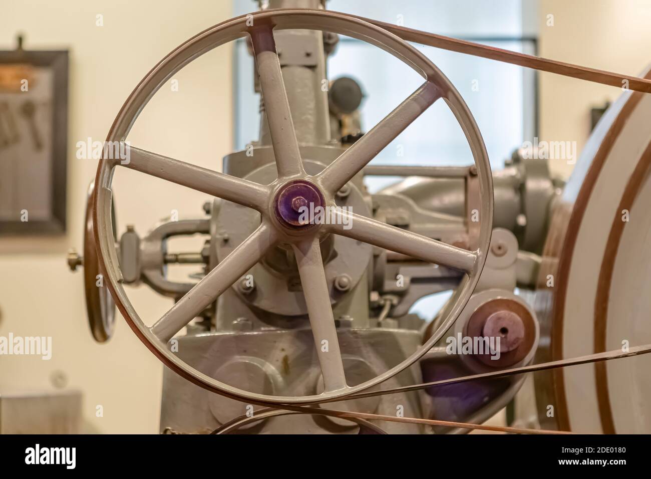 Detail of a classic 1934 industrial hydroelectric generator turbine ...