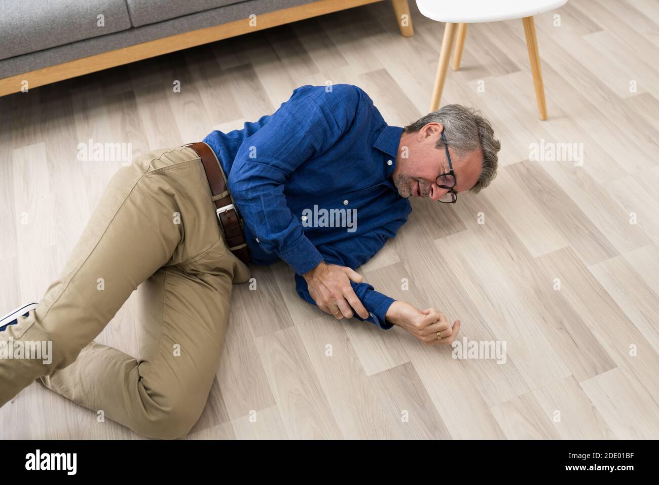 Old Senior Fallen Man. Elderly Slip And Fall Stock Photo - Alamy
