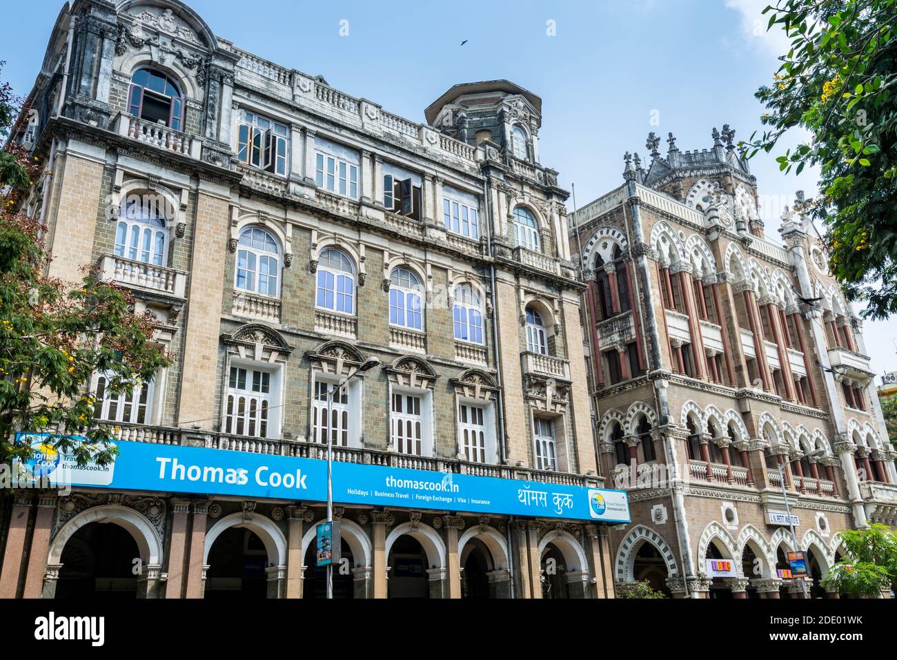 Street view Old British colonial buildings in downtown of Mumbai, India ...