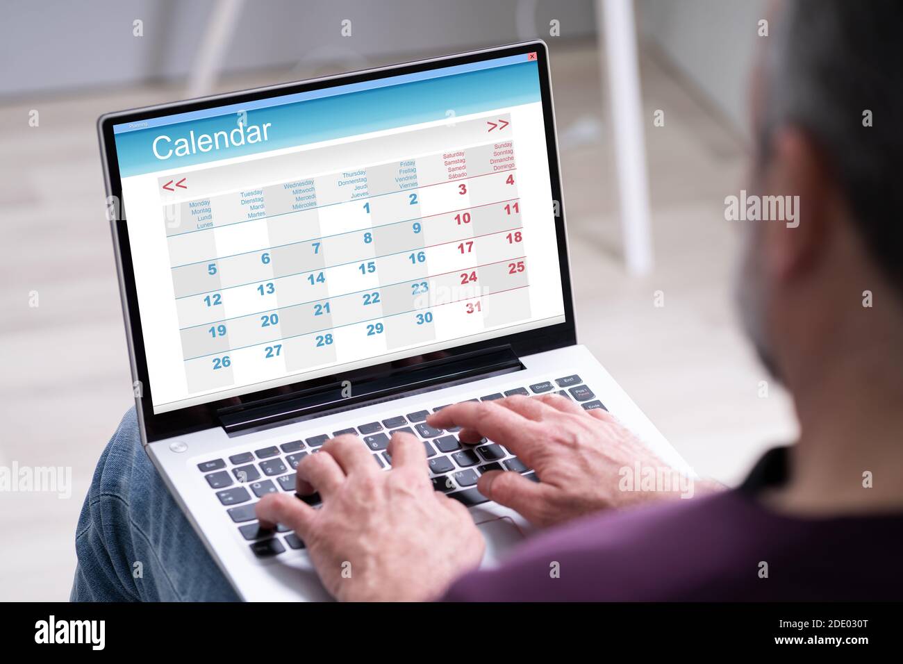 Looking At Calendar Date Agenda On Laptop Computer Stock Photo - Alamy