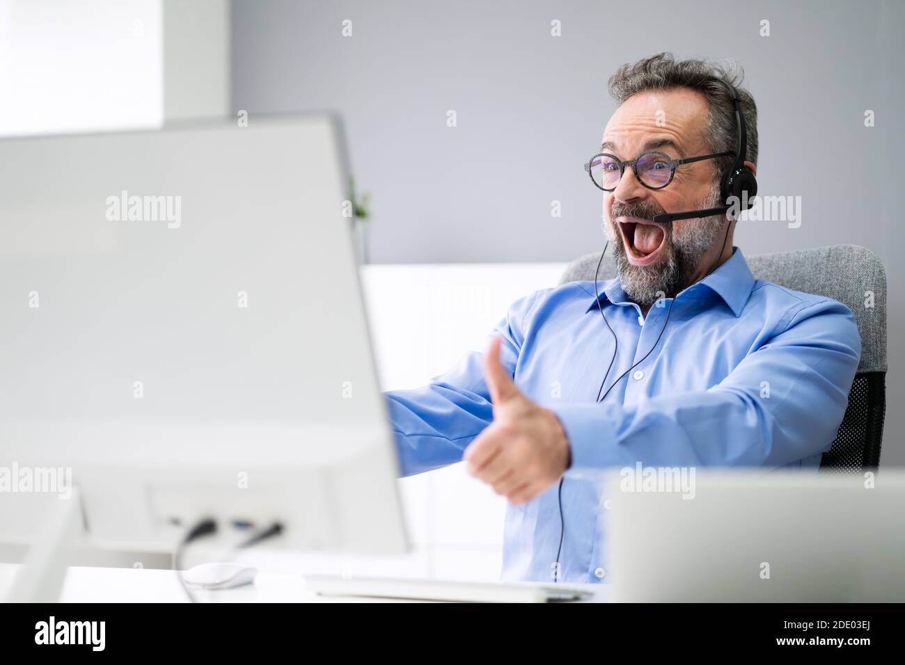 Businessman watching video call training hi-res stock photography and ...