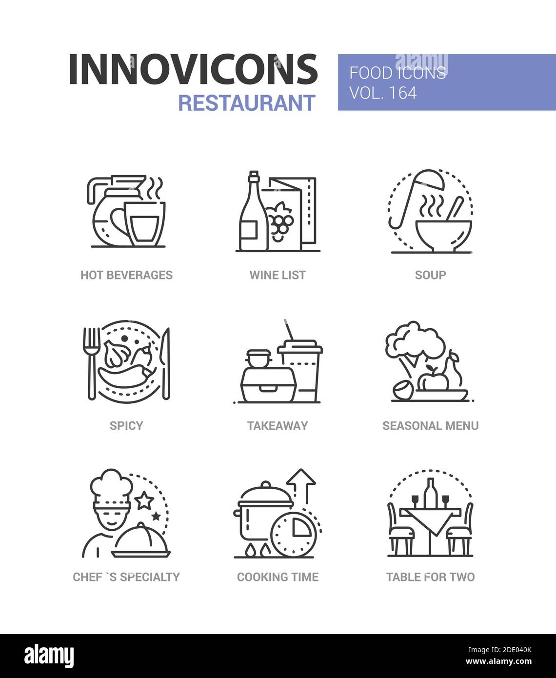 Restaurant Modern Line Design Style Icons Set Cafe Services And Food