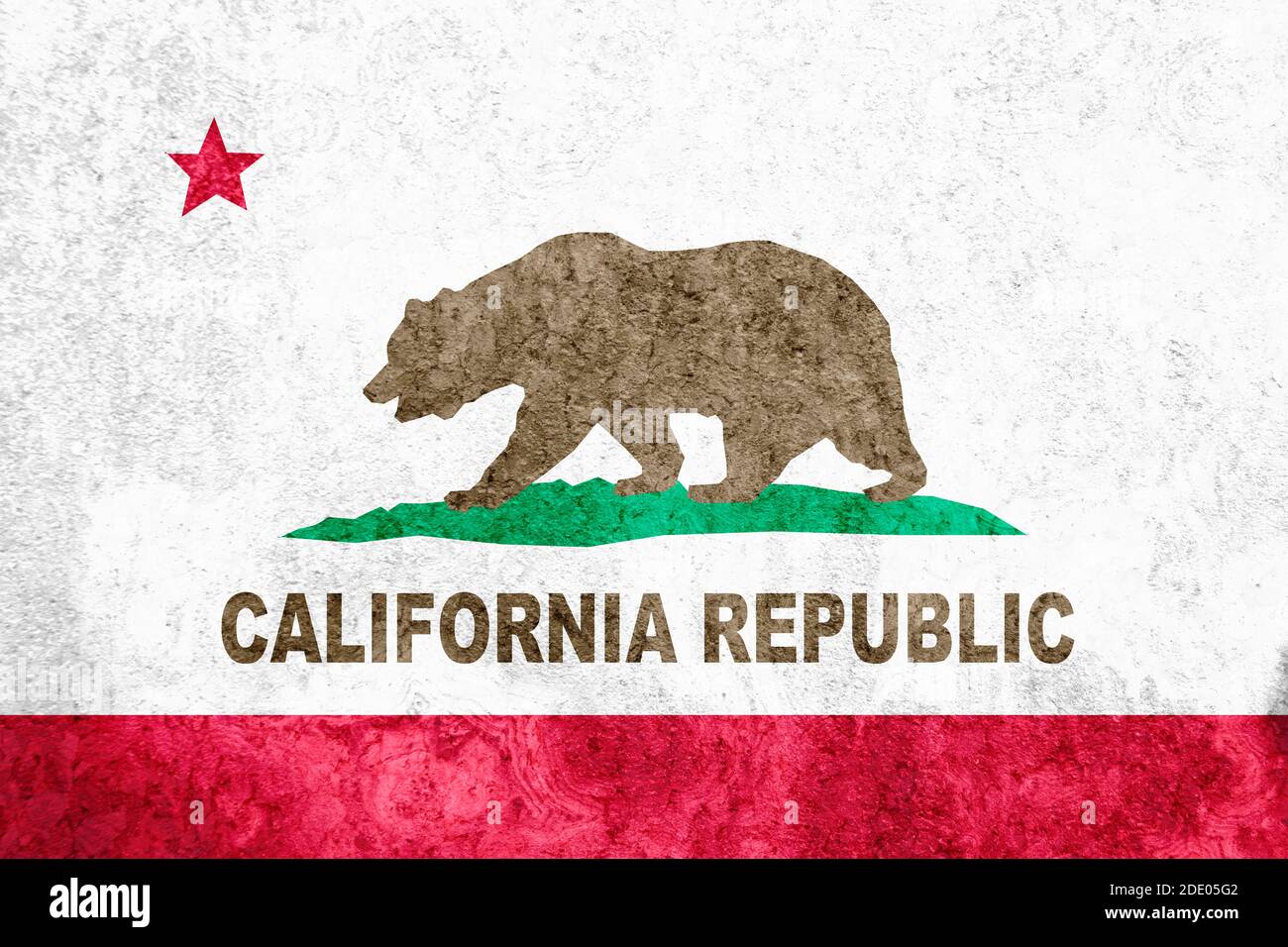 Artistic rendering of the California state flag with grunge texture ...