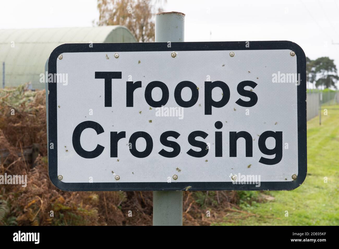 Troops crossing signage Stock Photo - Alamy