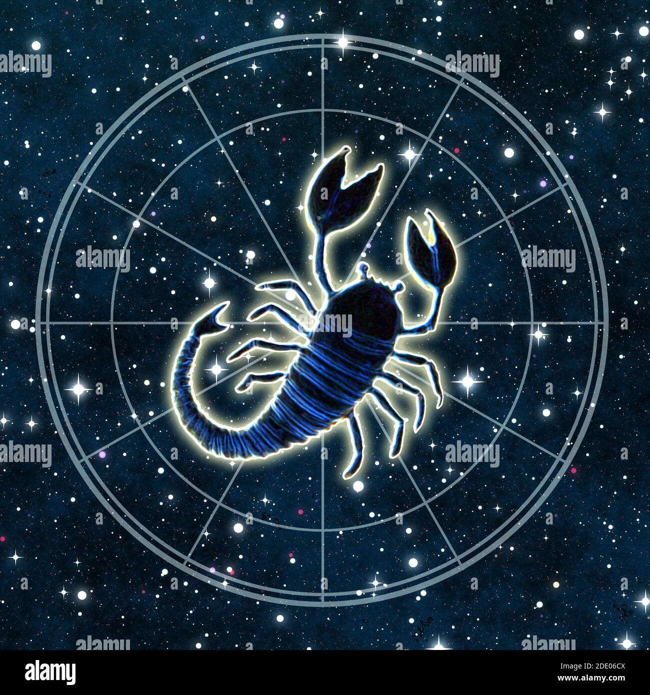 astrological symbol of Scorpio glowing Stock Photo - Alamy