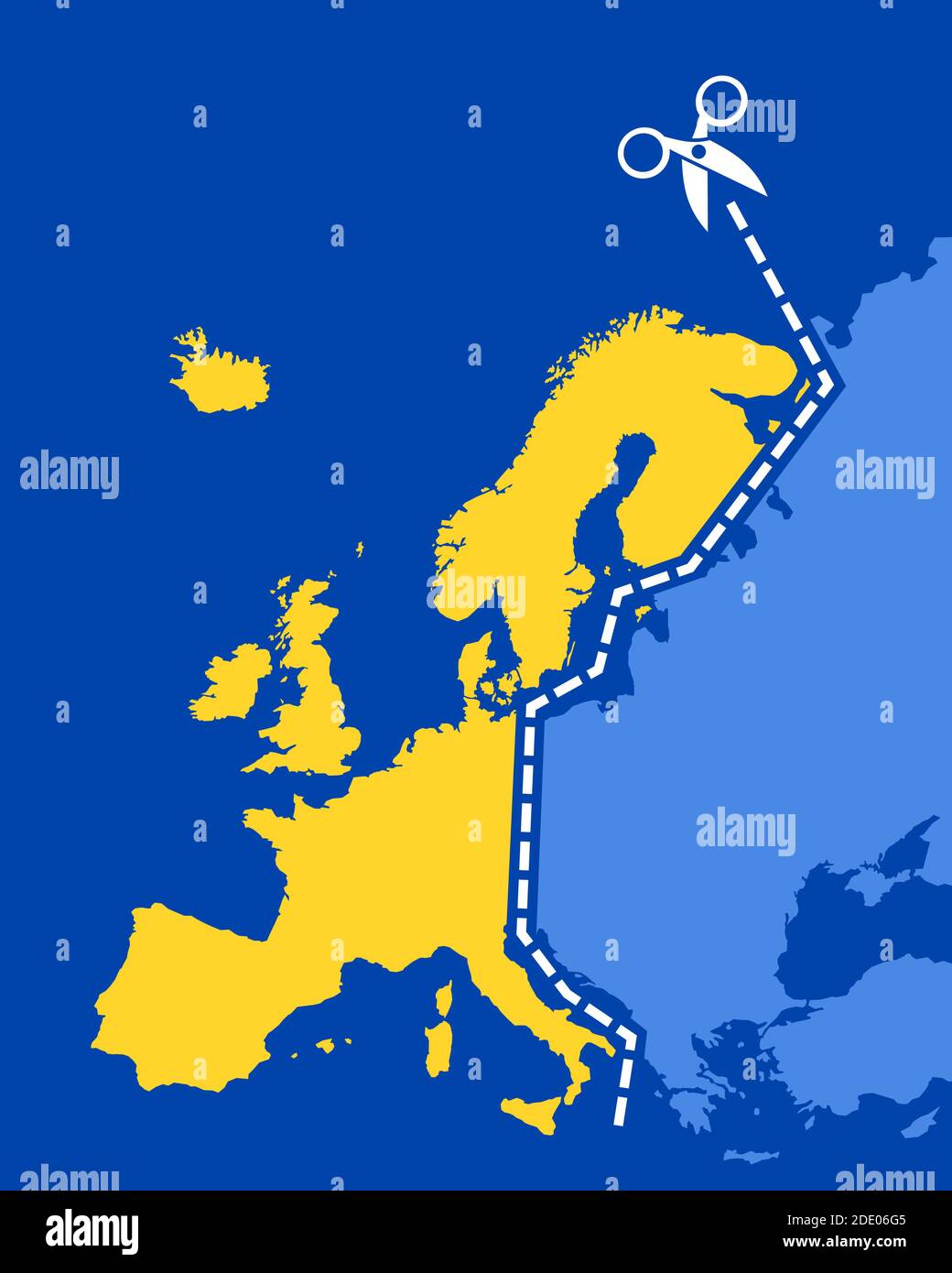 Scissors split Europe into western and eastern and western part of ...