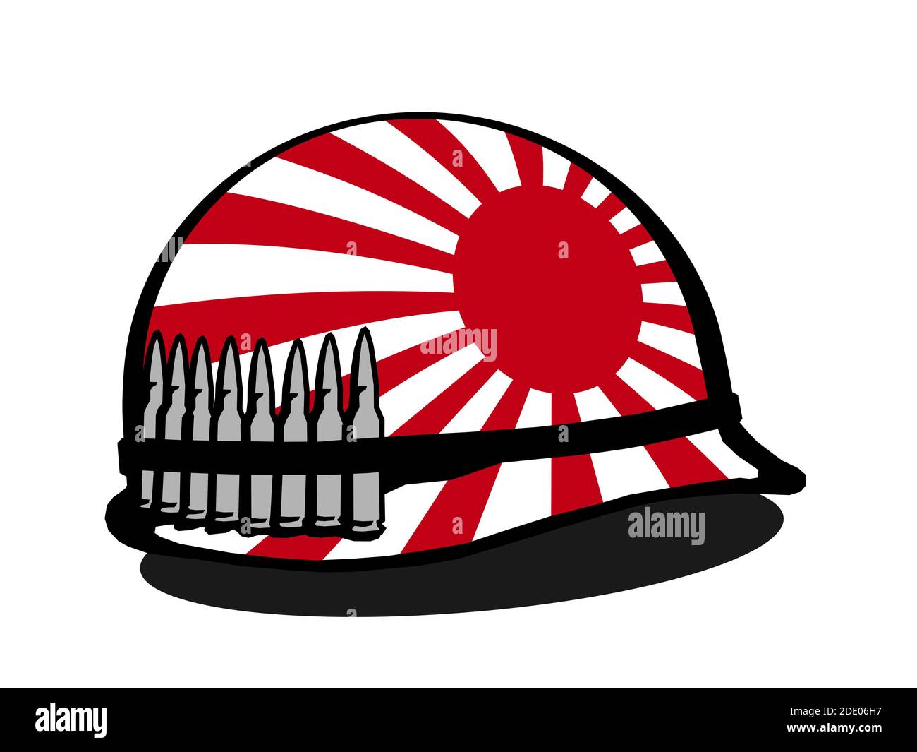 Helmet with Japanese war flag and bullet - militarization and armament ...