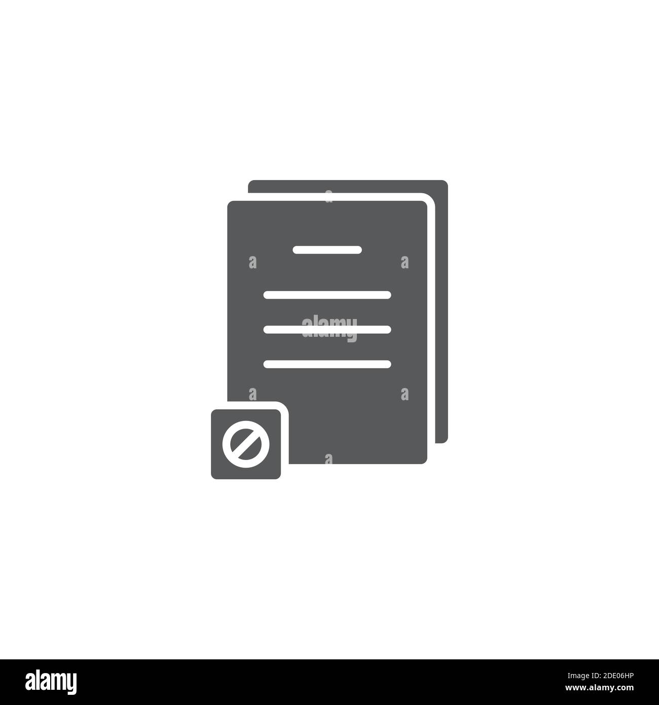 Document icon with not allowed sign color, line, outline vector sign ...