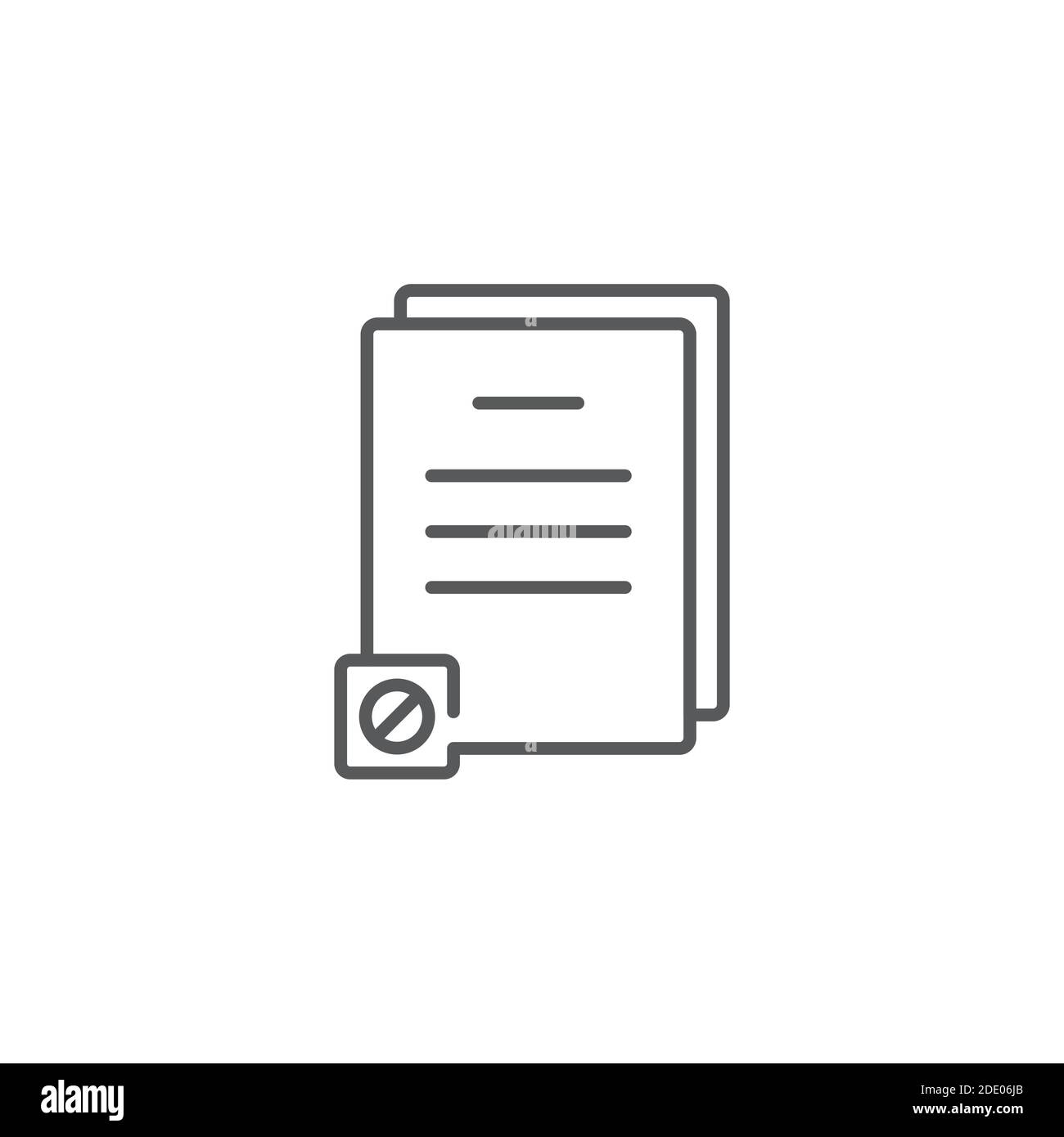 Document icon with not allowed sign color, line, outline vector sign ...