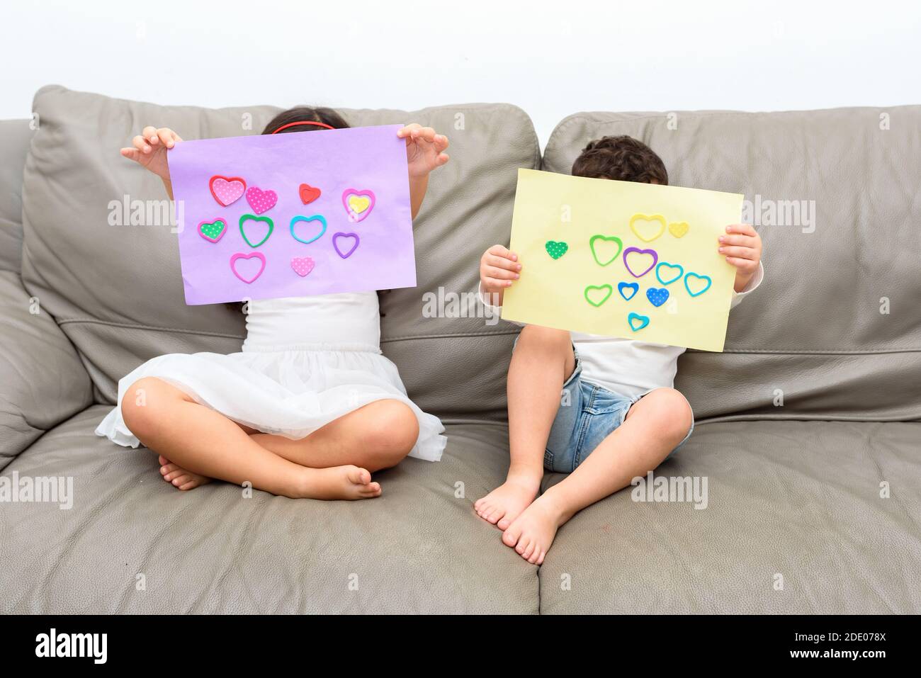 Children Holding Hand Made Gift Card With Love Heart Shape Stock Photo ...