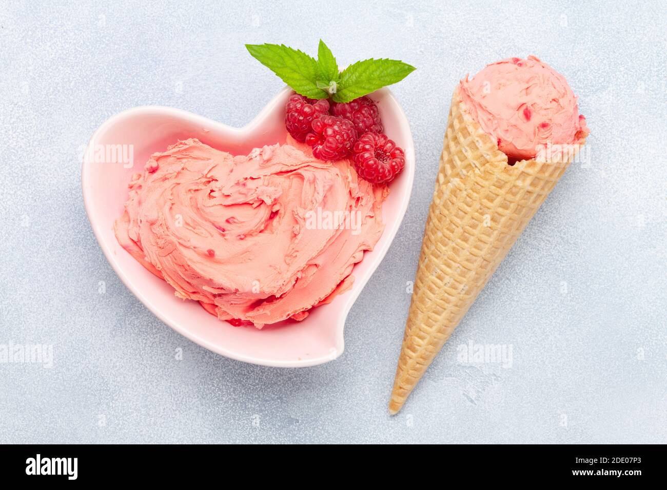 Homemade berry ice cream sundae. Top view flat lay Stock Photo - Alamy