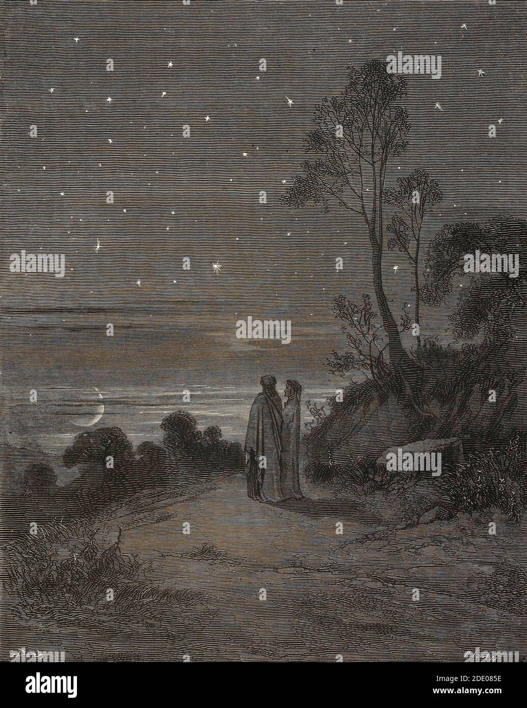 Dante Divina Commedia - Hell - Dante and Virgilio - Evening falls at ...