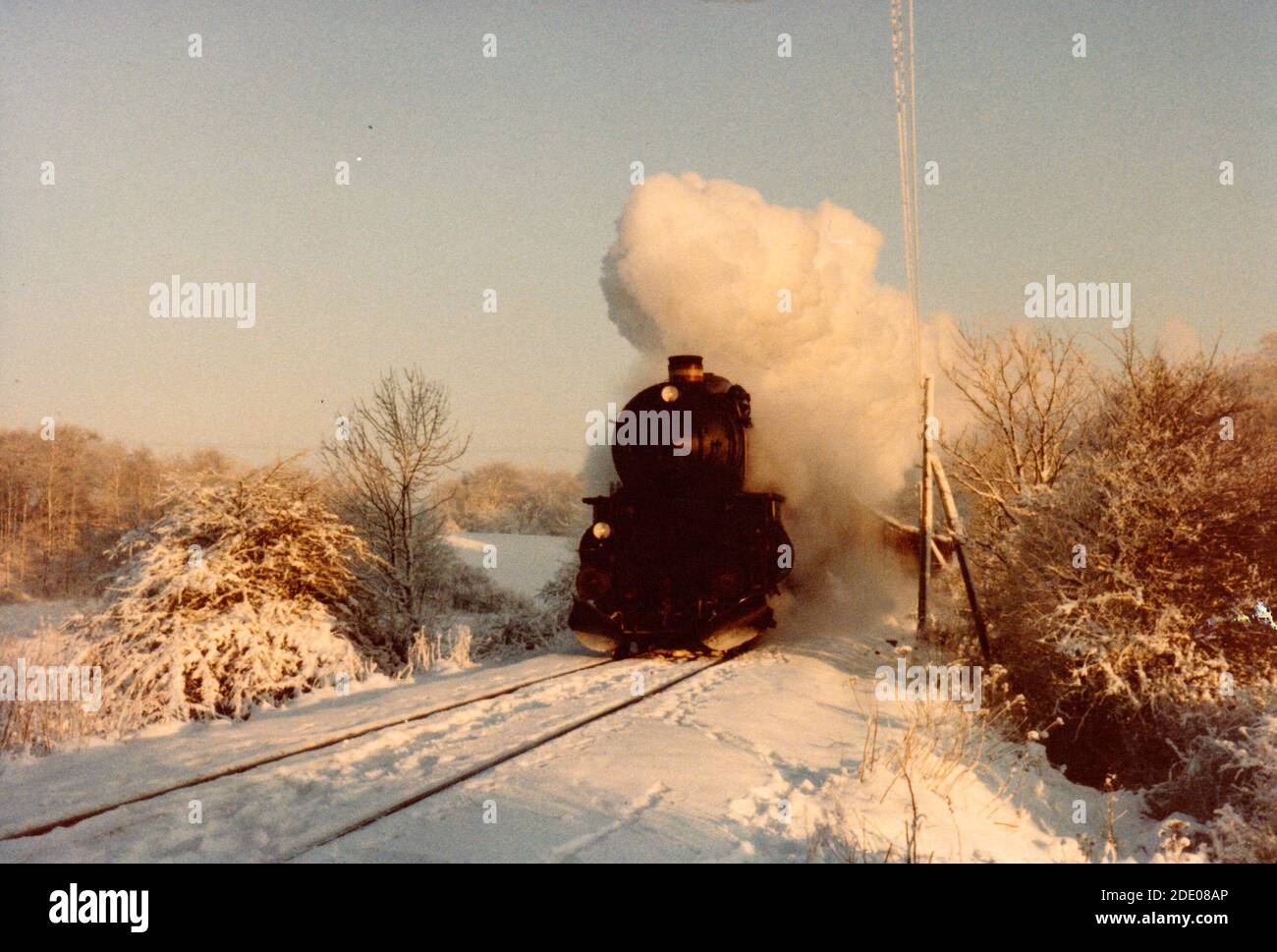 R dekro, Denmark - December 1981: Steam christmas train with a large ...