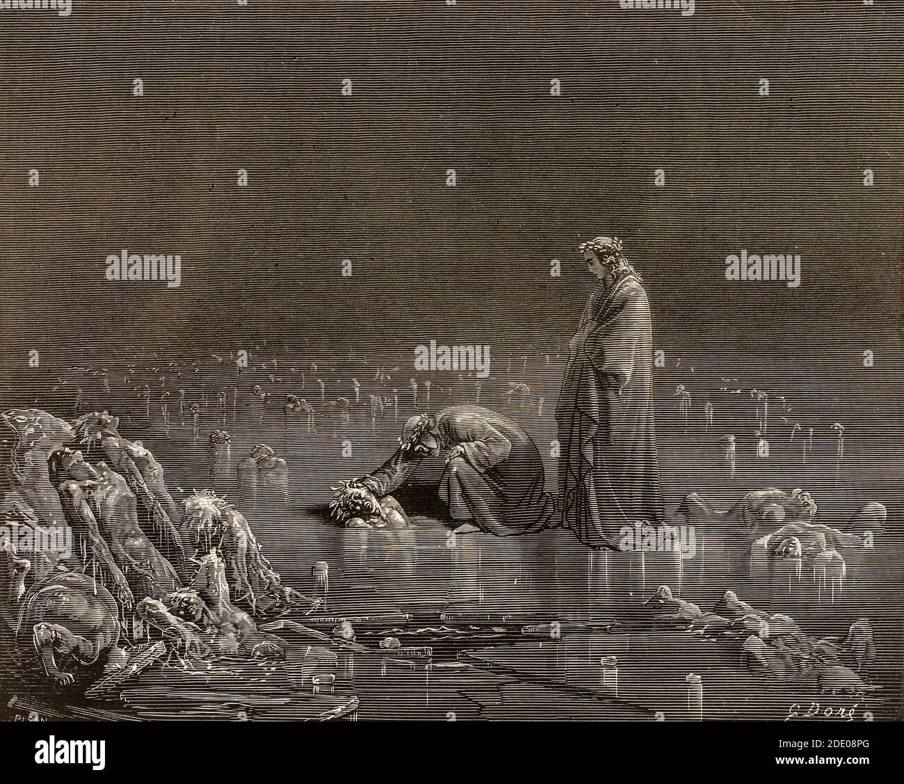 Dante Divina Commedia - Hell - XXXII Canto - Dante and Virgil in ice of ...
