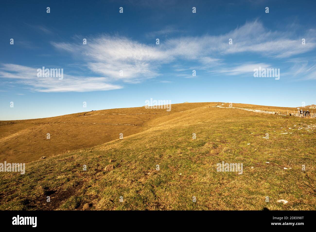 Beautiful brown, green and orange meadows on the Lessinia Plateau ...