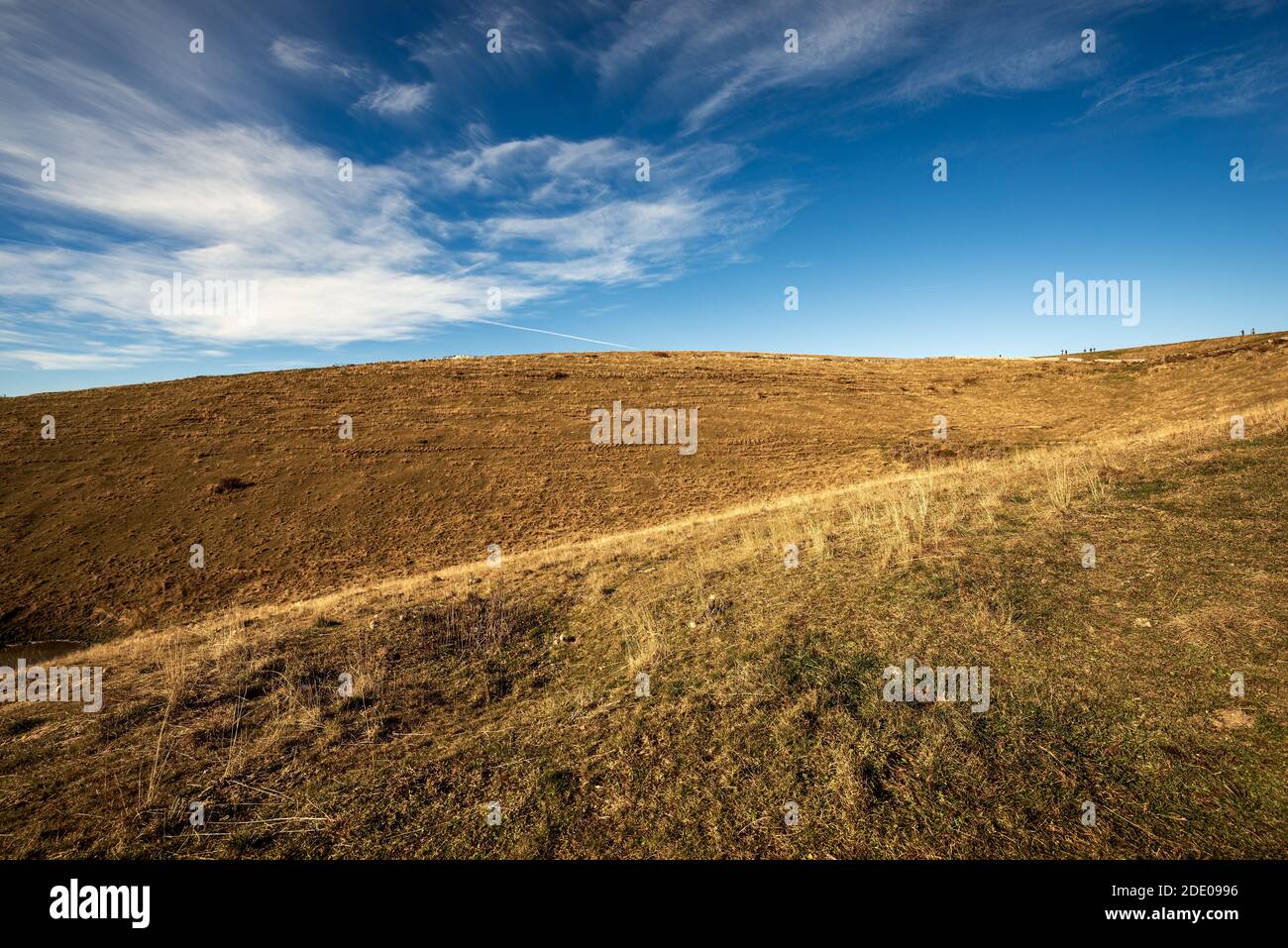 Beautiful brown, green and orange pastures on the Lessinia Plateau ...