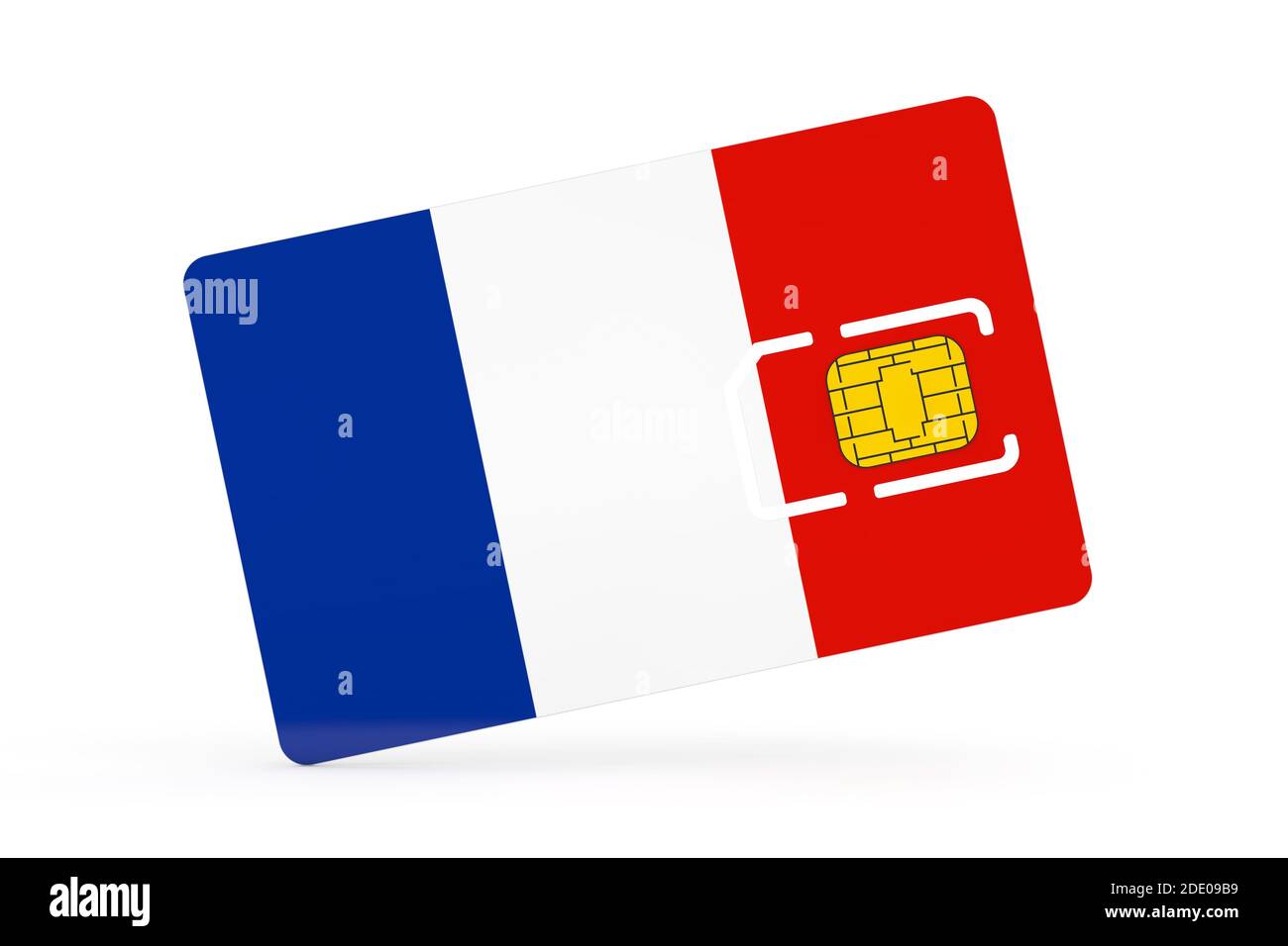 Mobile Phone Sim Card Chip with Flag of France on a white background ...