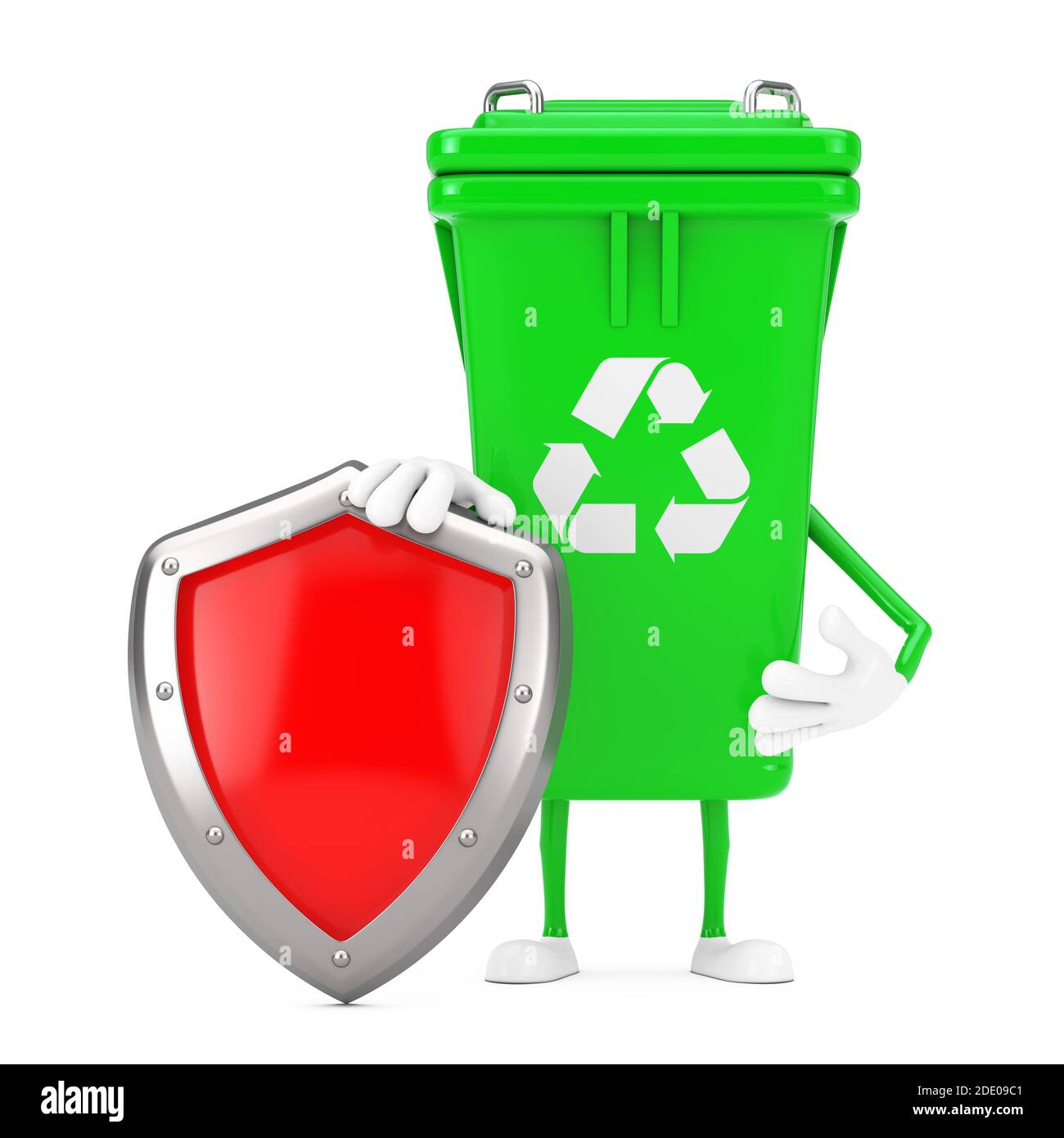 Recycle Sign Green Garbage Trash Bin Character Mascot with Red Metal ...