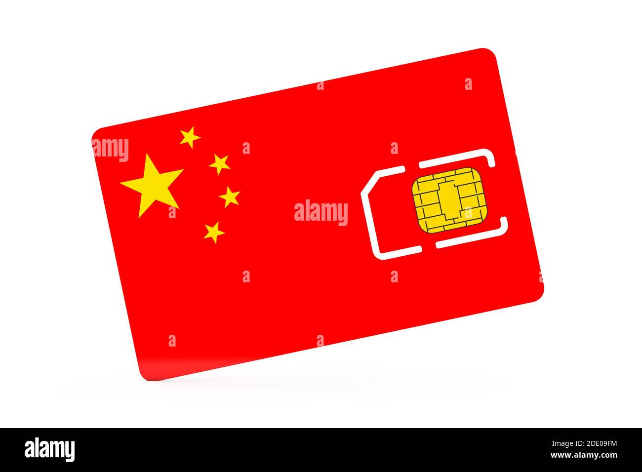 Mobile Phone Sim Card Chip with Flag of China on a white background. 3d ...