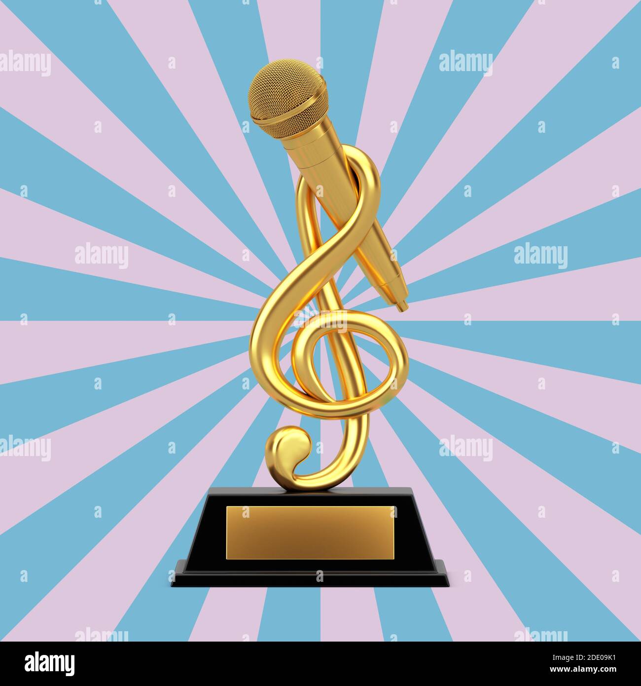 Golden Music Treble Clef with Microphone Award Trophy on a Vintage Star ...