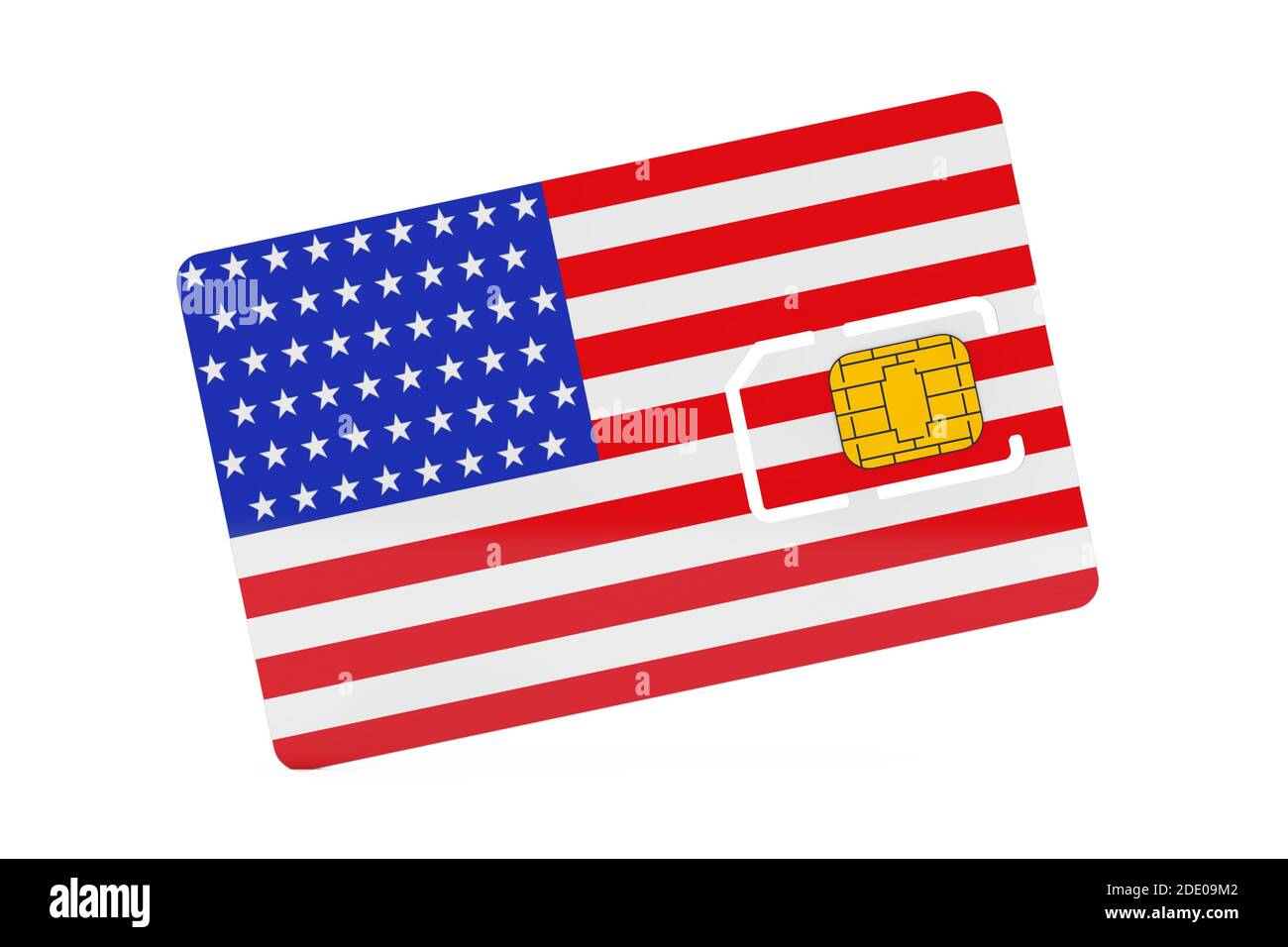 Mobile Phone Sim Card Chip with Flag of USA on a white background. 3d ...