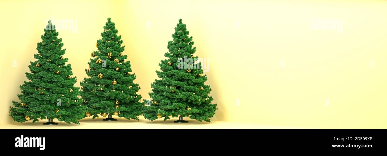 Christmas tree selling white on gold champagne color background, copy ...