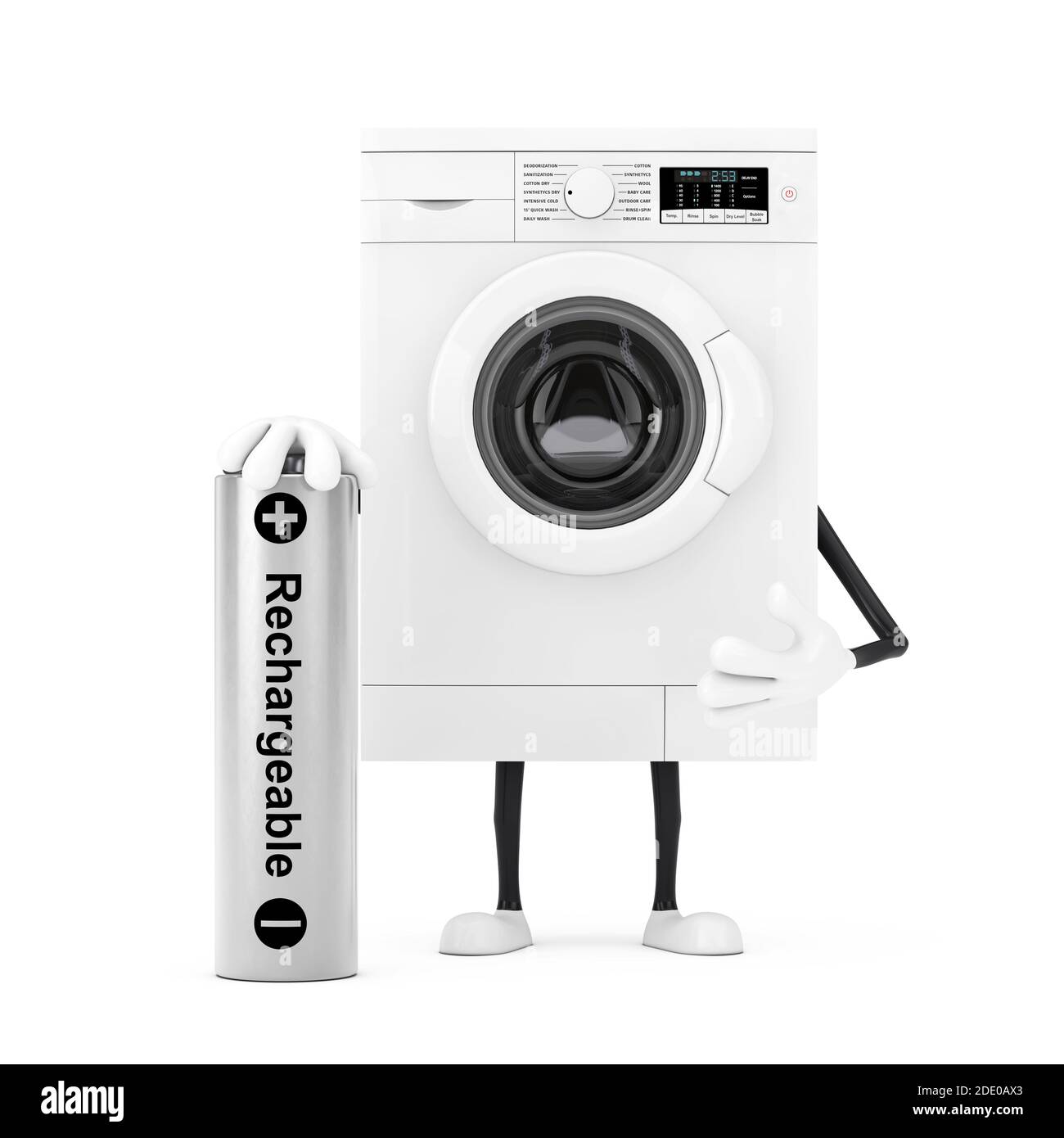 Modern White Washing Machine Character Mascot with Rechargeable Battery ...