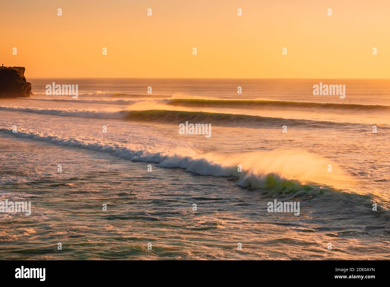 Perfect waves at sunset or sunrise. Waves for surfing in Bali Stock ...