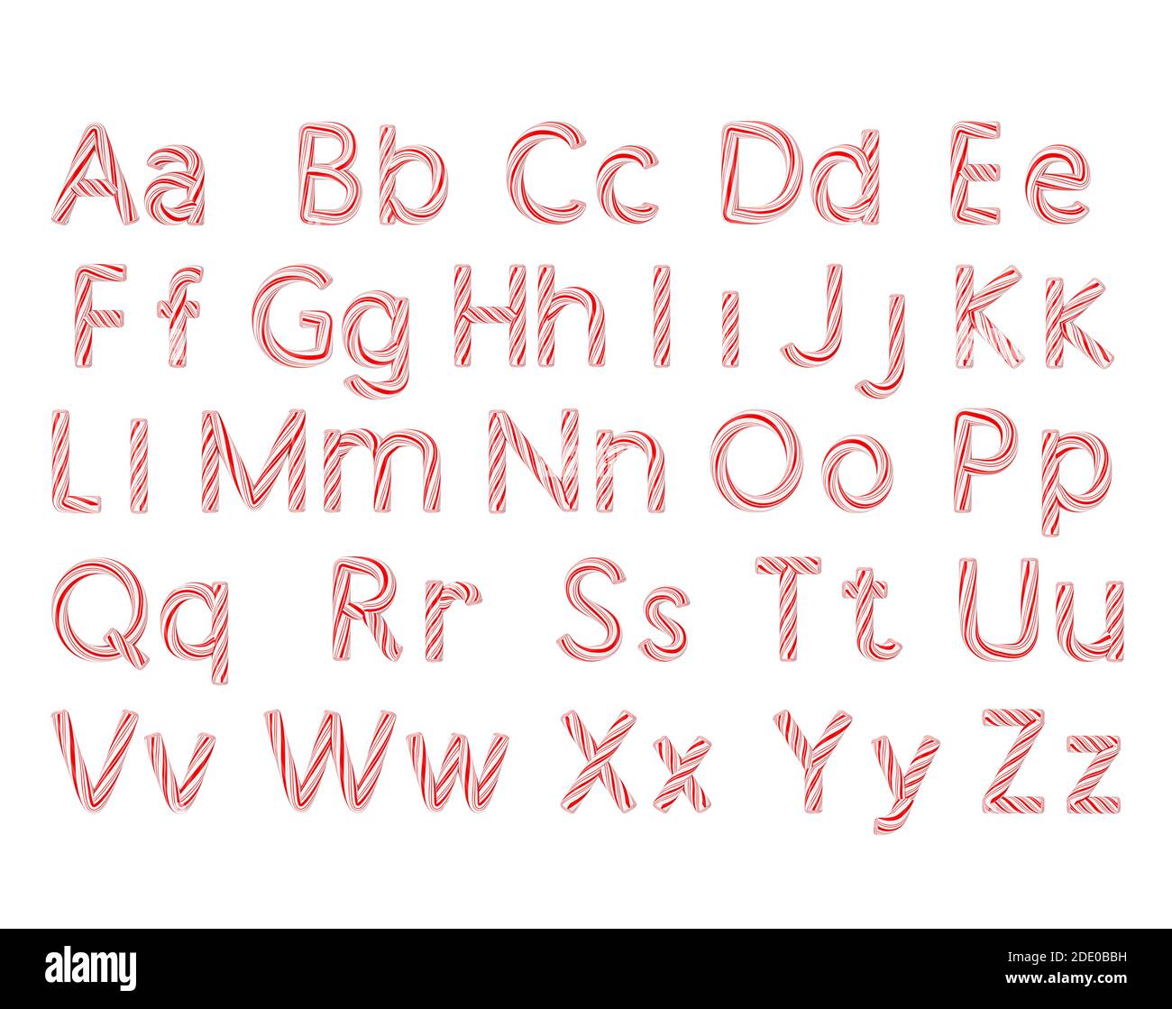 Set of Letters from A to Z Mint Candy Cane Alphabet Collection Striped ...