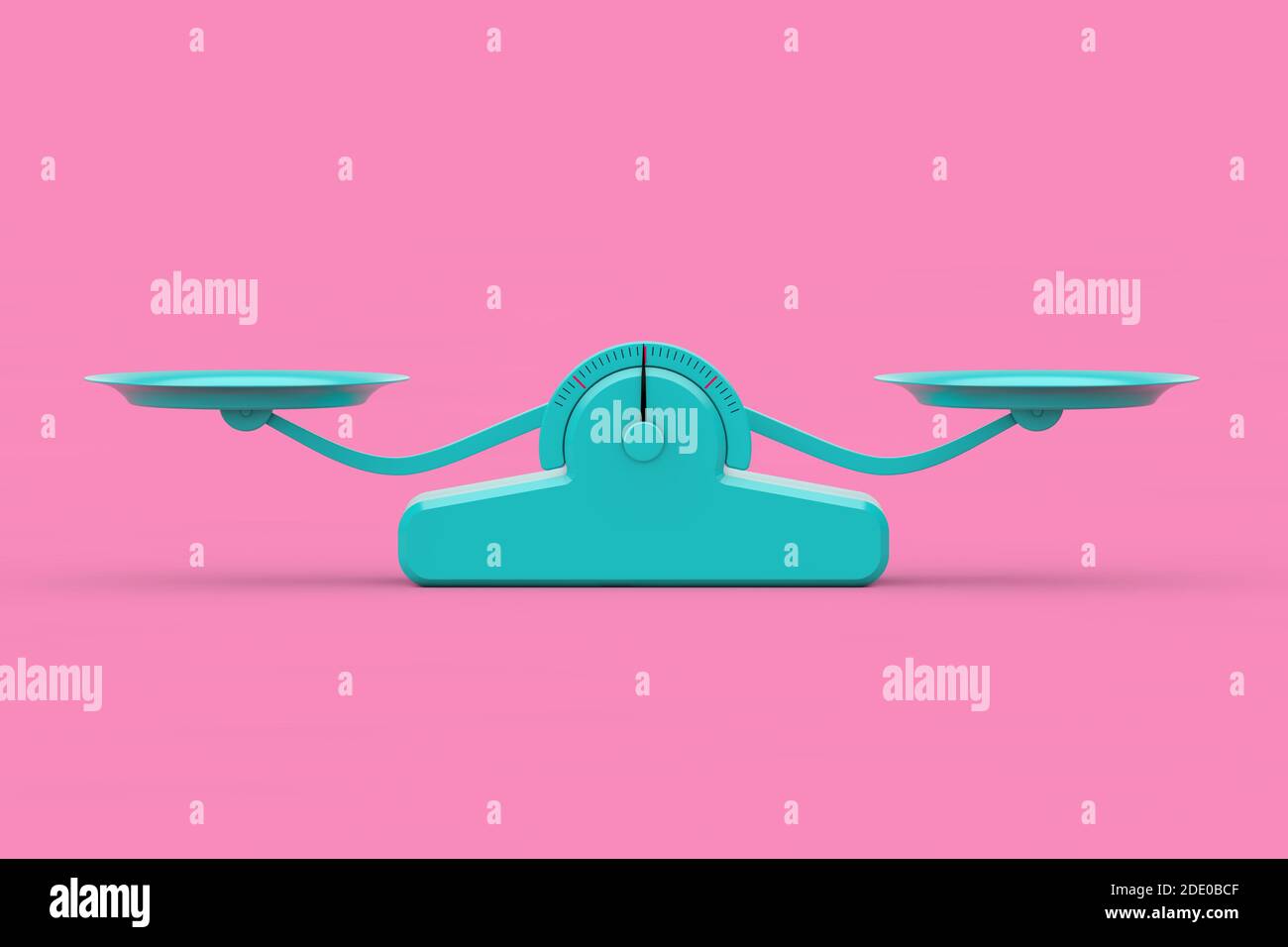 Simple Blue Balance Scale in Duotone Style on a pink background. 3d ...
