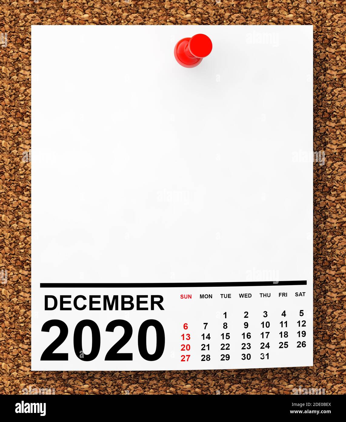 Calendar December 2020 on Blank Note Paper with Free Space for Your ...