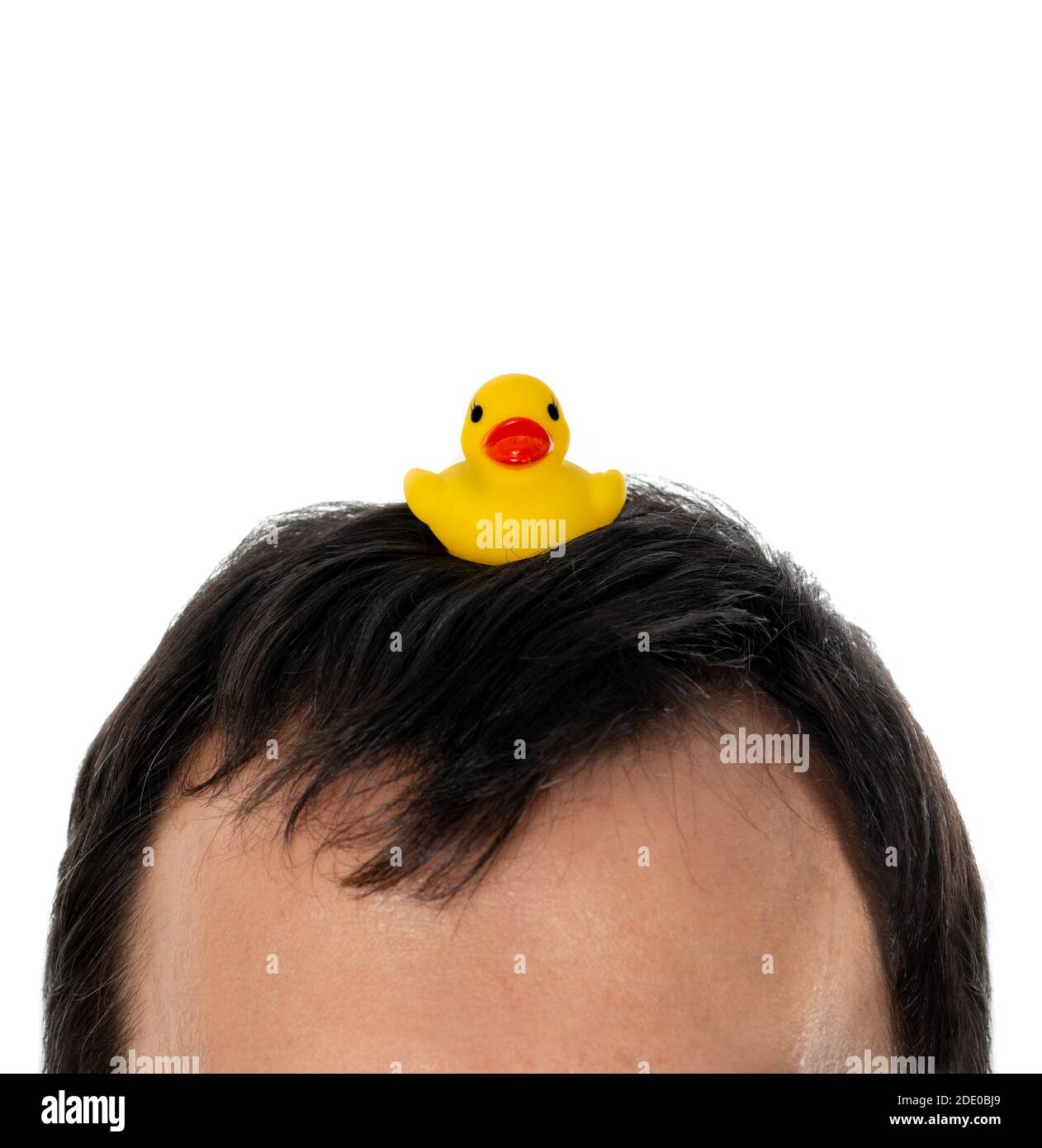Yellow inflatable duck on head symbol of the Thai protests names rubber ...
