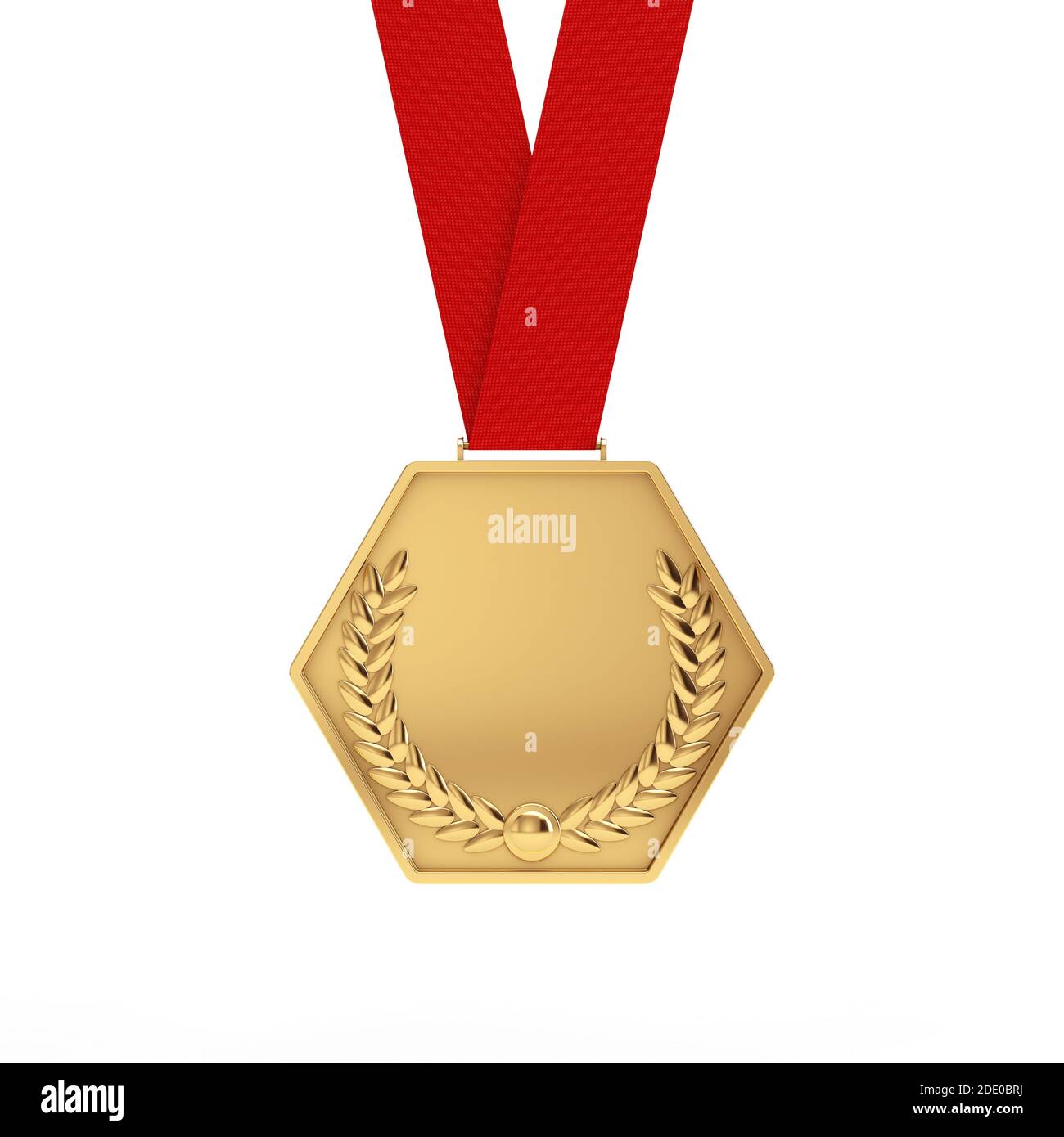 Golden Medal with Laurel Wreath on a white background. 3d Rendering ...