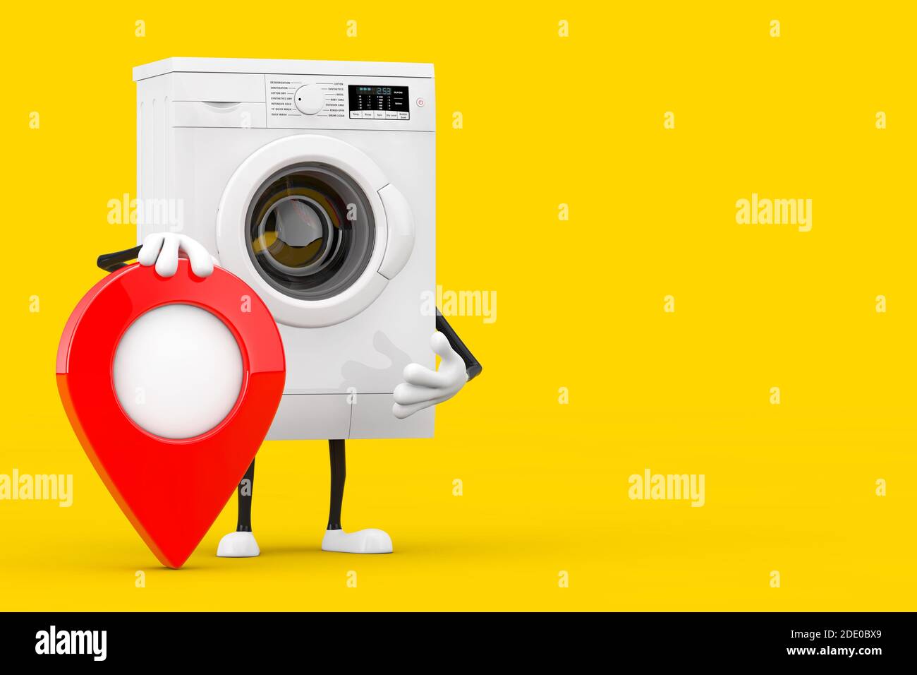 Modern White Washing Machine Character Mascot with Red Map Pointer ...