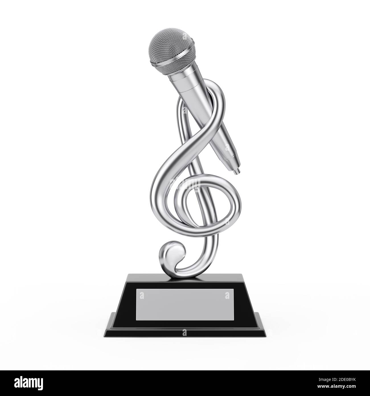 Silver Music Treble Clef with Microphone Award Trophy on a white ...