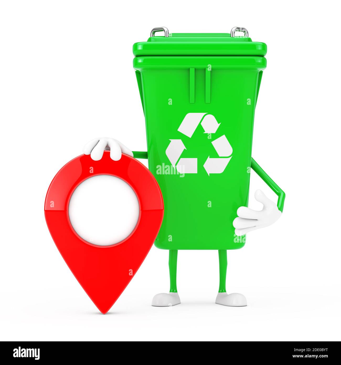 Recycle Sign Green Garbage Trash Bin Character Mascot with Map Pointer ...