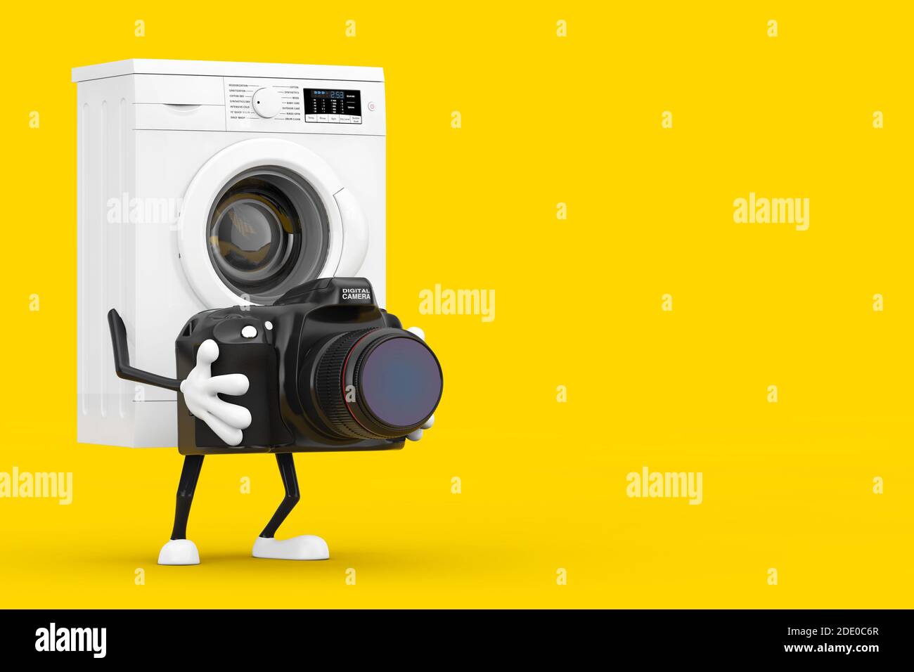 Modern White Washing Machine Character Mascot with Modern Digital Photo ...