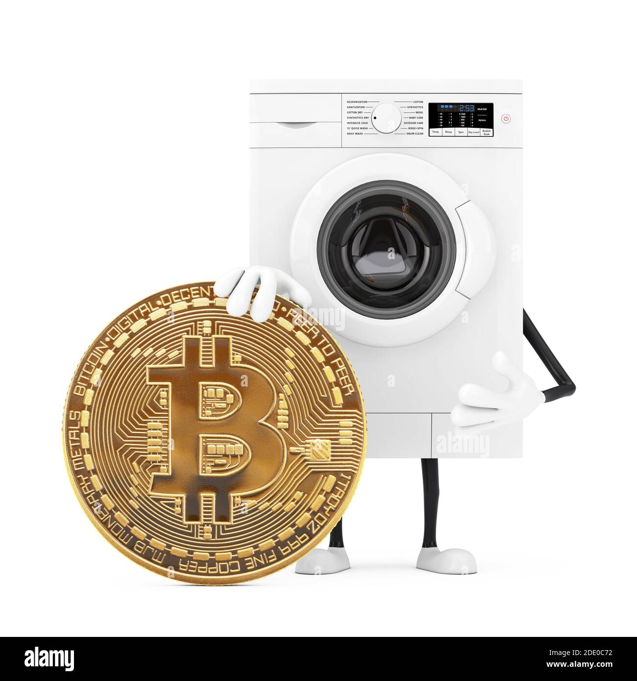 Modern White Washing Machine Character Mascot with Digital and ...